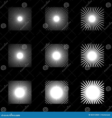 Circular Radial Lines Pattern Radiating Stripes Abstract Element Shape Stock Vector
