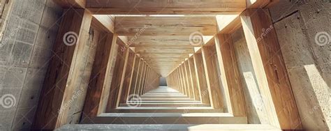Precisely Aligned Timber Beams In Construction Framework Showing
