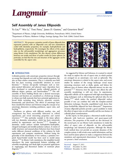 Pdf Self Assembly Of Janus Ellipsoids