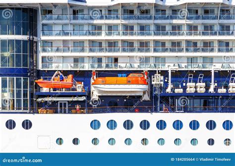 Ship Windows Two Rows Detail Geometry White Ship Stock Image