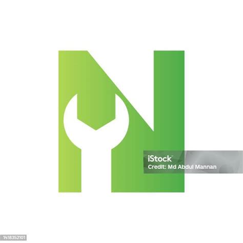 편지 N 렌치 부동산 건물 건설 수리 로고 벡터 템플릿 개념에 대한 스톡 벡터 아트 및 기타 이미지 개념 건설 산업 건축