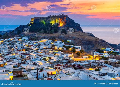 Lindos Acropolis In Rhodes Greece Editorial Photography Image Of