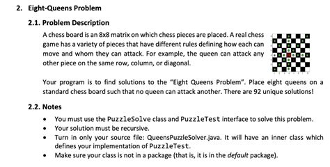 Solved 2 Eight Queens Problem 21 Problem Description A