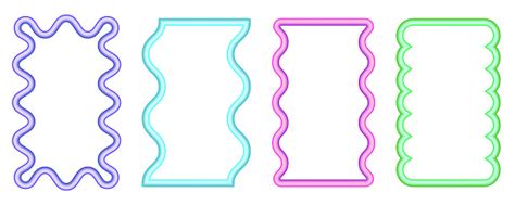 Wavy Rectangle Border Frame Squiggle Edge Box Neon Color Scallop Groovy Shape Retro Aesthetic