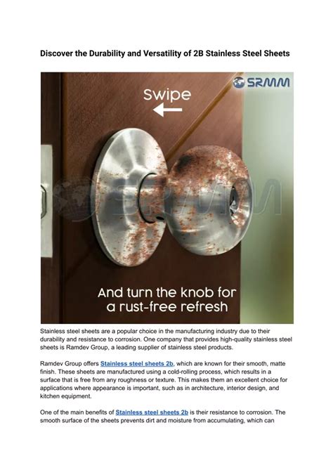 PPT Discover The Durability And Versatility Of 2B Stainless Steel Sheets PowerPoint