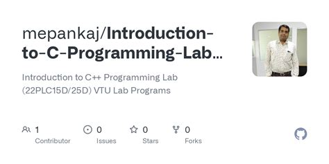 Github Mepankajintroduction To C Programming Lab 22plc15d 25d Introduction To C
