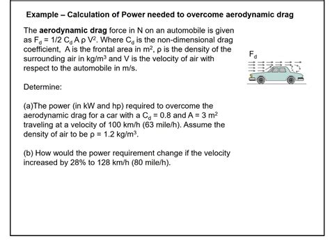solved the aerodynamic drag force in n on an automobile is