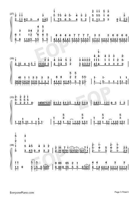 三色绘恋双手简谱预览3 钢琴谱文件（五线谱、双手简谱、数字谱、midi、pdf）免费下载