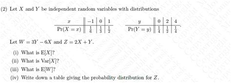 2 Let X And Y Be Independent Random Variables StudyX