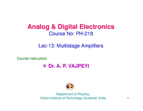 Cascade And Cascode Connections Analog Digital Electronics Course No PH Lec