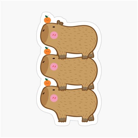 Capybara Orange Stack Funny Sticker By Ciconic