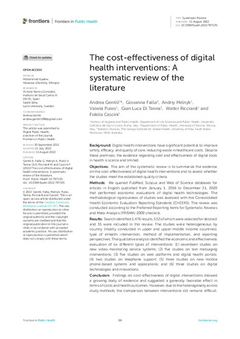 Pdf The Cost Effectiveness Of Digital Health Interventions A