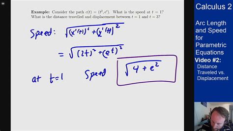 Arc Length And Speed For Parametric Equations Video 2 Distance