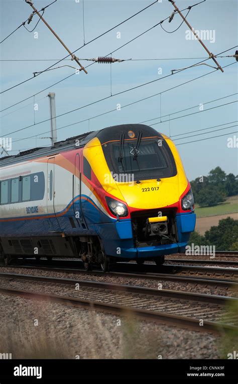 East Midlands Trains Class 222 Meridian Train Speeding Through The