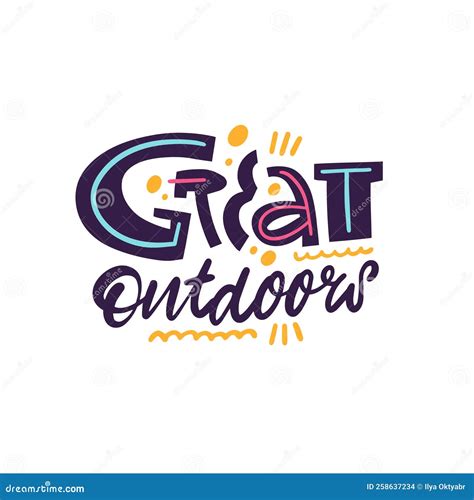 Great Outdoors Hand Drawn Colorful Cartoon Style Vector Illustration