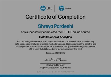 Achievement Dataanalytics Hpfoundation Shreya Pardeshi