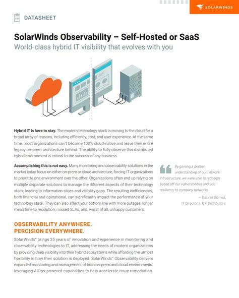 Solarwinds Observability Self Hosted Or Saas Datasheet Solarwinds