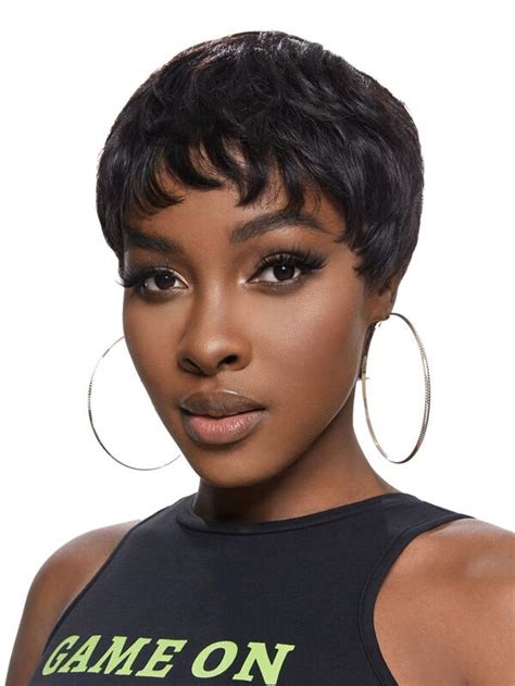 Short Pixie Cut Wig Natural Black Color Wave Bob Human Hair Wig With