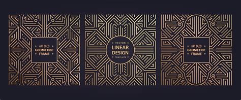 고급 라인 커버 템플릿 사각형 라인 아트 데코 패턴 배지의 벡터 세트 플래카드 배너 전단지 프레젠테이션 및 카드를 위한 디자인