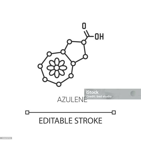 아줄렌 픽셀 완벽한 선형 아이콘 과학 화합물 화학 적 공식 분자 구조 얇은 선 사용자 정의 일러스트레이션 윤곽 기호입니다 벡터 격리 된 윤곽선 도면입니다 편집 가능한