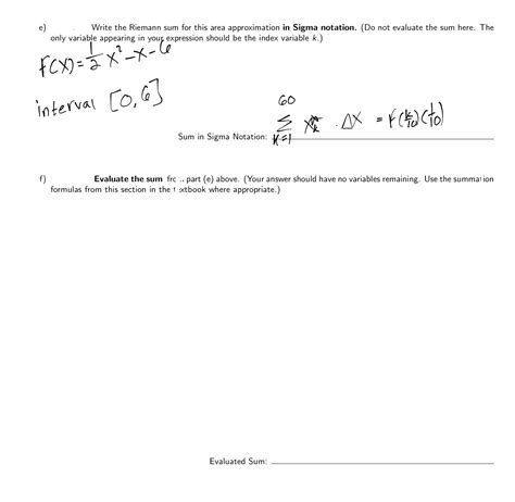 Solved Ewrite The Riemann Sum For This Area Approximation