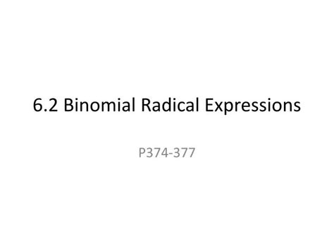 PPT Binomial Radical Expressions PowerPoint Presentation Free Download ID