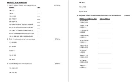 Solved EXERCISES ON IP ADDRESSING Identify Chegg Com