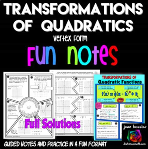 Quadratic Functions In Vertex Form Transformations Fun Notes Doodle Pages