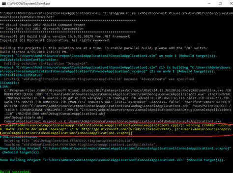 c cpp core guidelines checker using console and msbuild stack