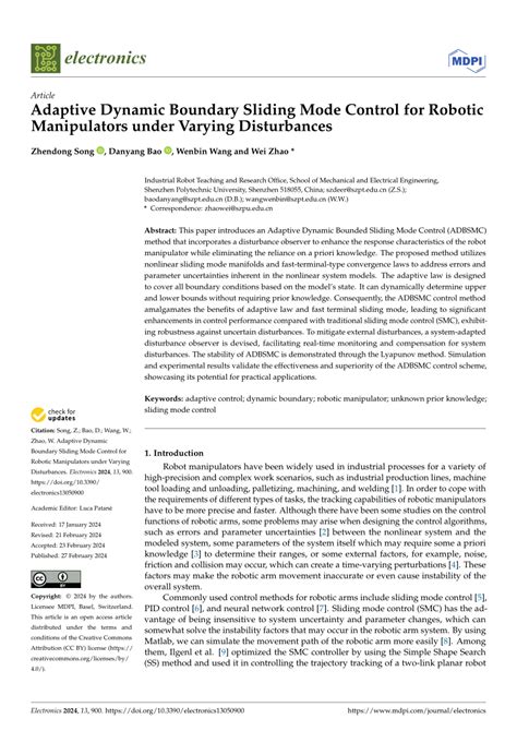 Pdf Adaptive Dynamic Boundary Sliding Mode Control For Robotic Manipulators Under Varying