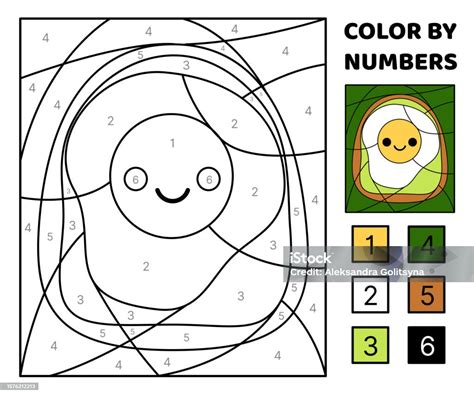 샌드위치 숫자로 색칠하기 스퀴시멜로 색칠하기 페이지 아이들을 위한 게임 카와이 만화 벡터 0명에 대한 스톡 벡터 아트 및 기타