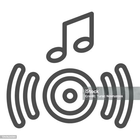 스피커 음파 및 노트 라인 아이콘 사운드 컨셉 흰색 배경의 라우드 스피커 벡터 사인 모바일 컨셉 및 웹 디자인을 위한 윤곽