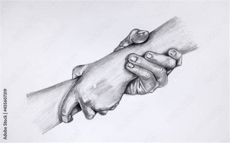 Drawing Giving A Helping Hand Sketch Of Two Hands Holding Each Other