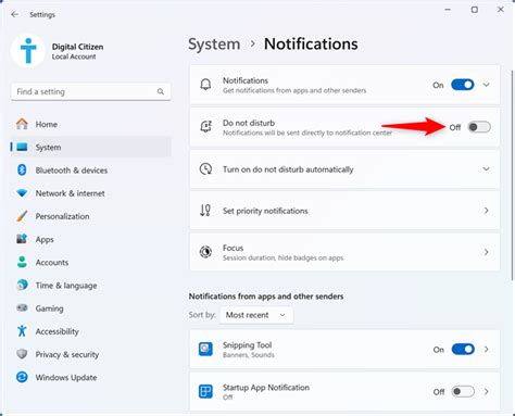Do Not Disturb In Windows 11 How To Turn It On Or Off Digital Citizen