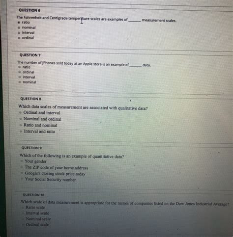 Nominal Scale Examples