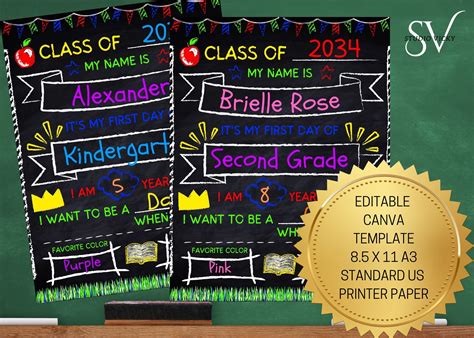 Back To School Signs Chalkboard Style Graphic By Victoria Gates