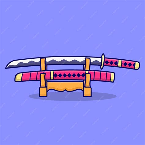 Premium Vector Illustration Cute Cartoon Katana Or Sword Vector Design