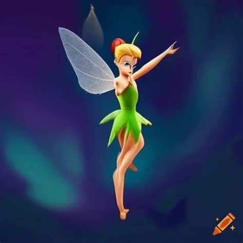 Peter Pan And Tinkerbell Flying In The Sky