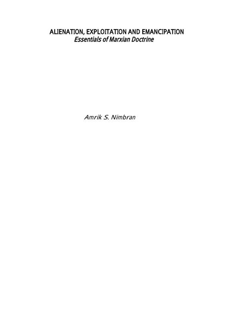 Pdf Alienation Exploitation And Emancipation Essentials Of Marxian Doctrine Pdf Alienation Exploitation And Emancipation Essentials Of Marxian Doctrine