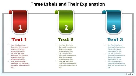 Three Labels Reb Blue Green With Tabs And Their Explanation Ppt Slides