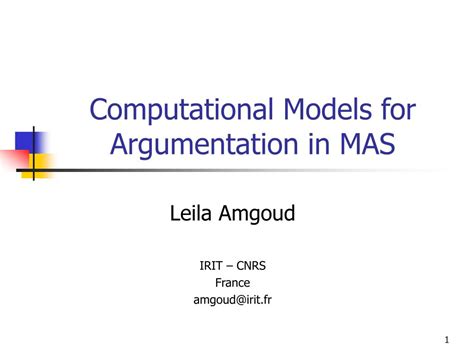 Ppt Computational Models For Argumentation In Mas Powerpoint Presentation Id 1010417