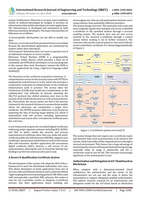 Irjet Survey On Blockchain Based Digital Certificate System Pdf