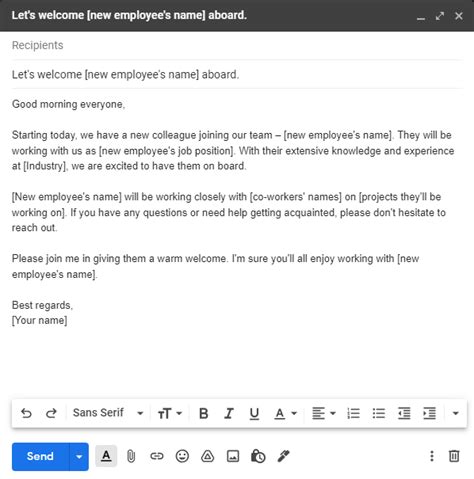 New Employee Introduction Email To Team Sample Templates
