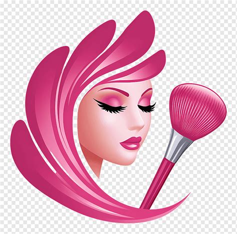 Beauty Logo Woman With Pink Makeup Brush Png Pngwing