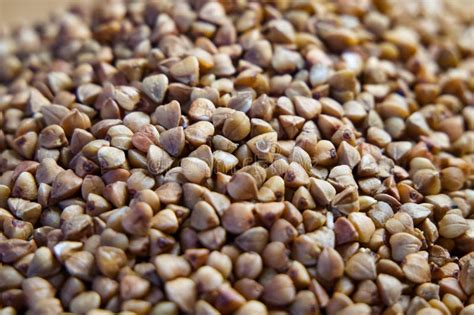 Raw Buckwheat Pile Buckwheat Grains Filling The Frame Perfect For