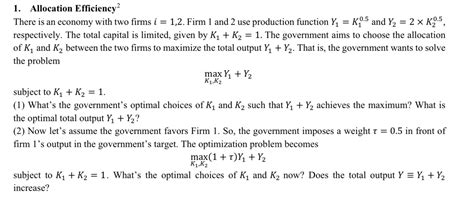 Solved Allocation Efficiency 2there Is An Economy With Two