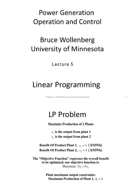 linear programming © bruce f wollenberg university of minnesota 1 descargar gratis pdf