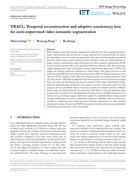 Pdf Tracl Temporal Reconstruction And Adaptive Consistency Loss For Semi‐supervised Video