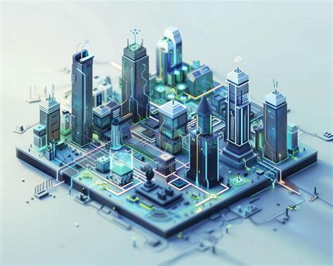 Graphic Of Illustration Of A Futuristic Smart City With Interconnected Data Networks And Ai
